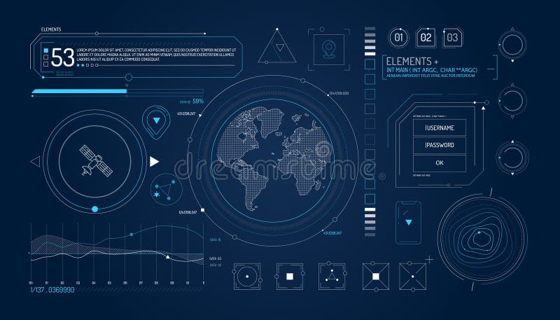 Set of Infographic Elements about Satellite and Data Input. Stock ...