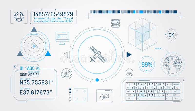 Set of Infographic Elements about Satellite and Quadcopter Data ...