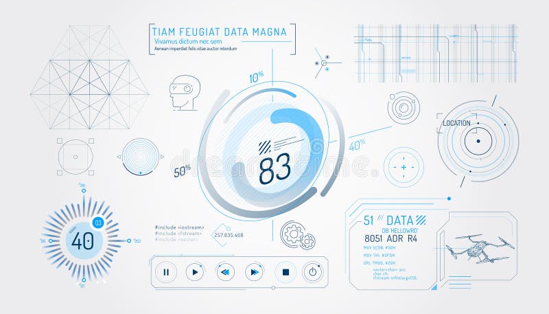 Set of Infographic Elements about Virtual Reality Drone Control. Stock ...