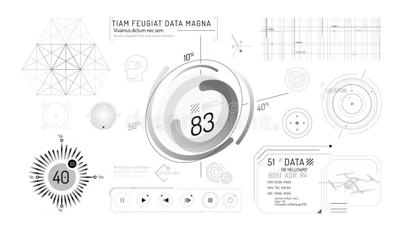 Set of Infographic Elements about Virtual Reality Drone Control. Stock ...