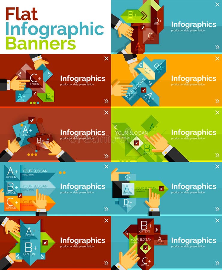 Set of Infographic Flat Design Banner with Hands Stock Vector ...