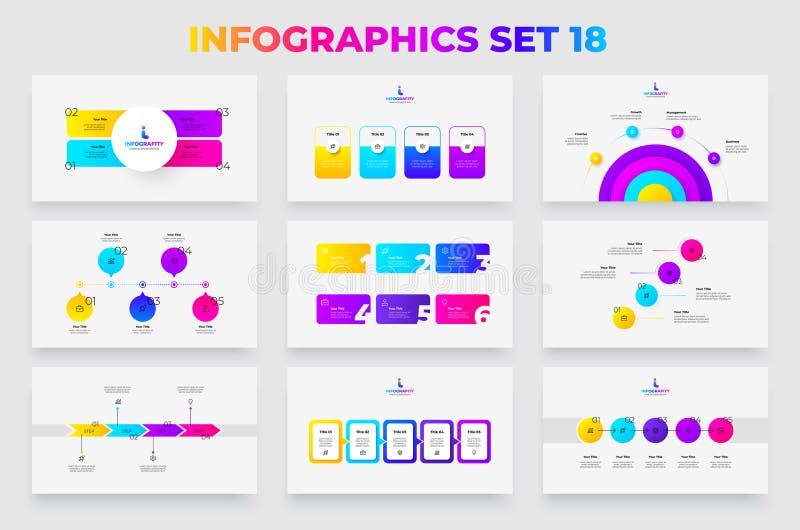 Set of Infographic Presentation Slides. Numbers Banners, Timeline ...