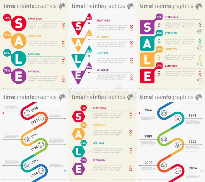 Set of Infographic Timelines. Vector Web Template for Presentation ...