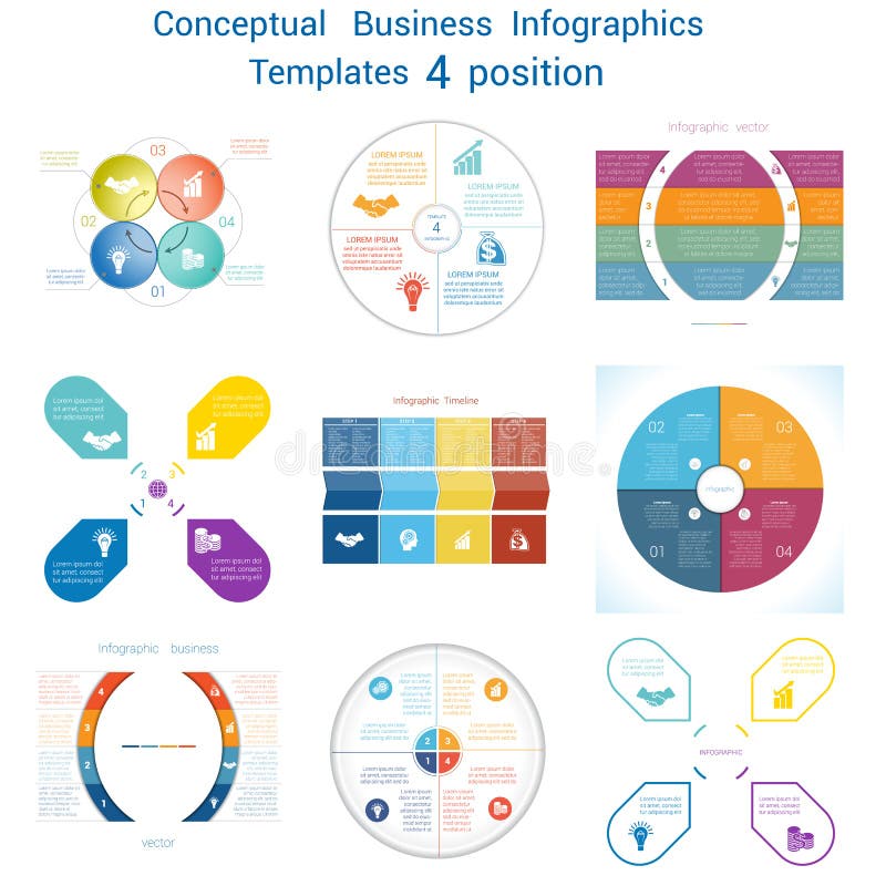 Set Infographics Conceptual Cyclic Processes Four Positions Stock ...