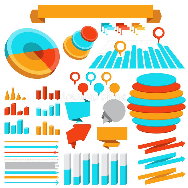 Set of Infographics Elements and Objects Stock Vector - Illustration of ...