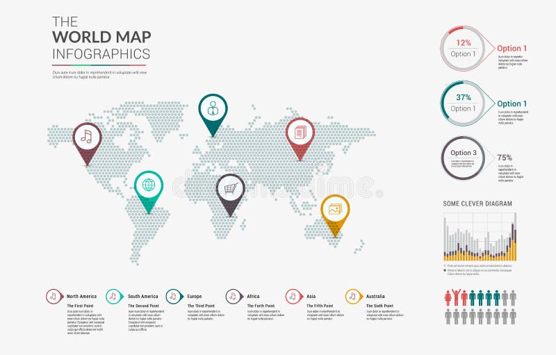 Set of Infographics Elements - World Map, Diagrams Templates. Stock ...