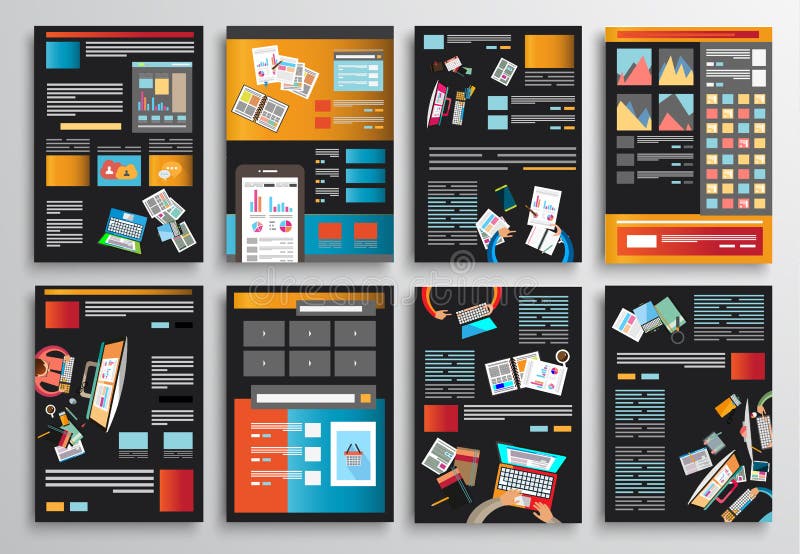 Set of Infographics, Flyer and Brochure Designs, Stock Illustration ...
