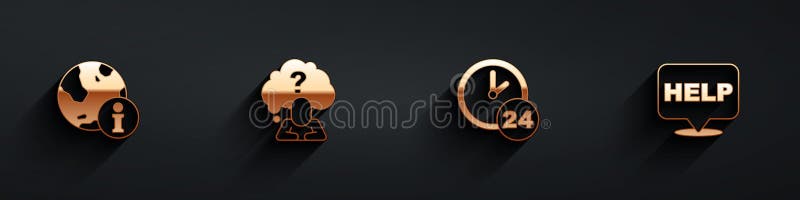 Set Information, Head with Question Mark, Clock 24 Hours and Speech ...