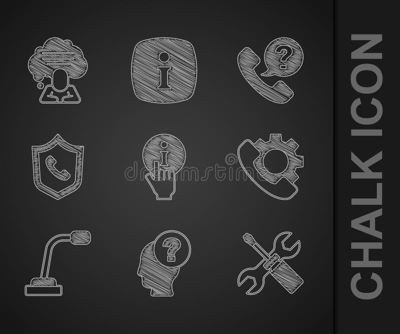 Set Information, Head with Question Mark, Screwdriver and Wrench ...