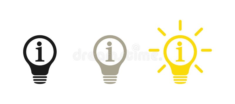 Set of Information Light Bulb Icons, Idea and Answer. Success Concept ...