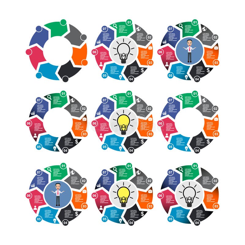 Set of Information Round Diagram 8 Steps, Infographic Graphic Pie ...