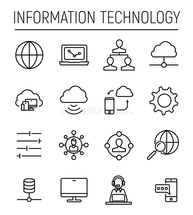 Set of Information Technology Icons in Modern Thin Line Style Stock ...