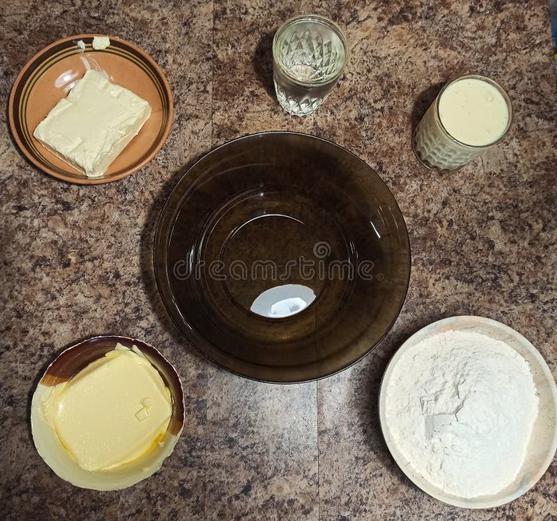 Set of Ingredients for Cake on Table Stock Image - Image of people ...