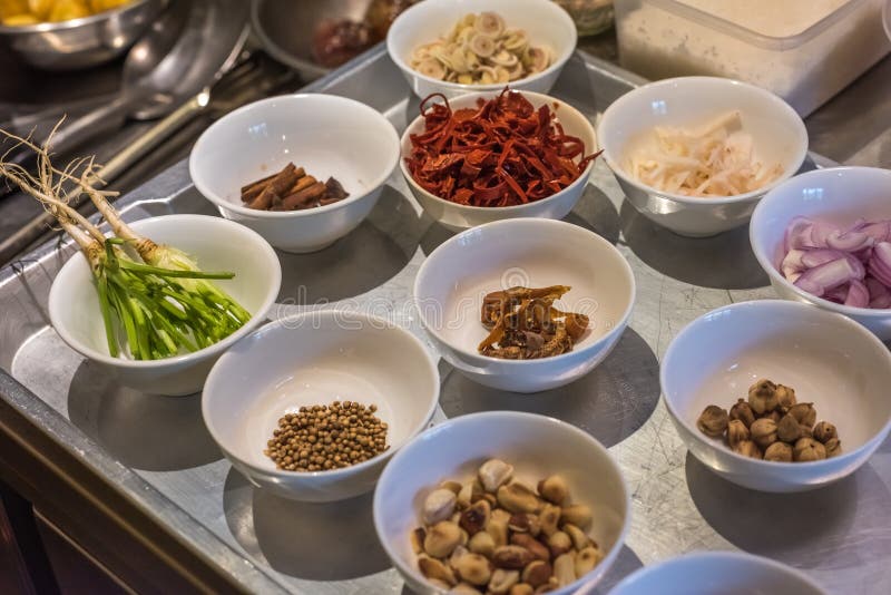Set of Ingredients for Thai Cuisine Cooking Classes Stock Image - Image ...