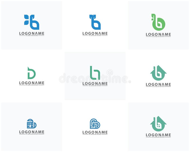 Set of Initial B Logo Design Template, B Logo Vector Stock Illustration ...