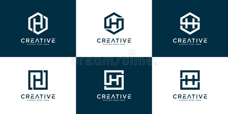 Set of Initial H Abstract Logo Vector Template Stock Vector ...
