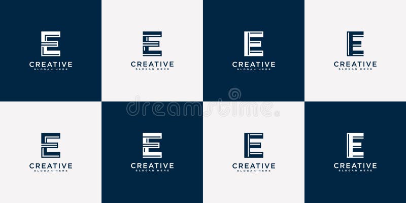 Set of Initial Letter E Logo Design Vector Line Style Stock Vector ...