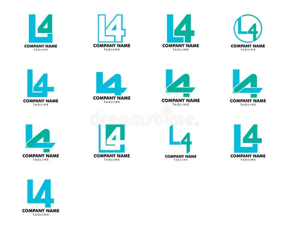 Set of Initial Letter L4 Logo Template Design Stock Vector ...