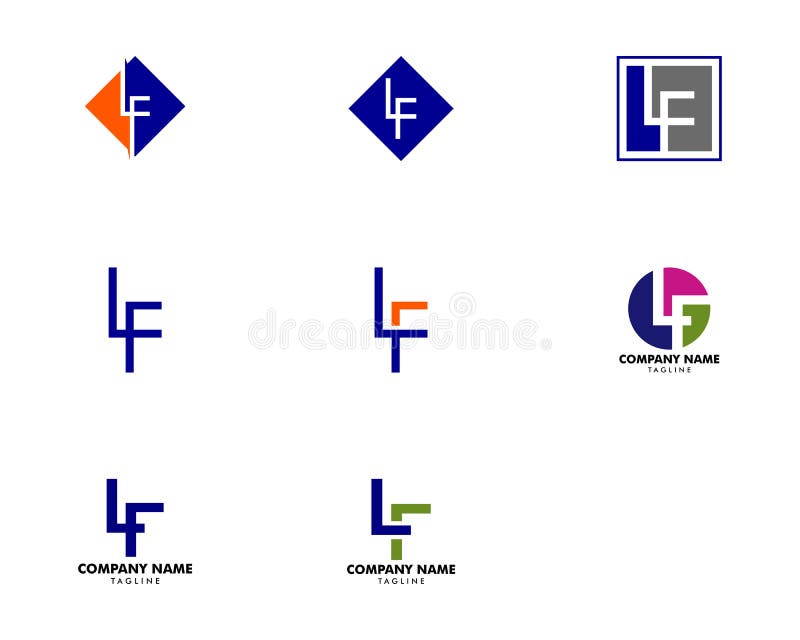 Set of Initial Letter LF Logo Template Design Stock Vector ...
