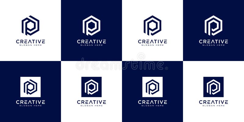 Set of Initial Letter P Logo Design Vector Stock Vector - Illustration ...