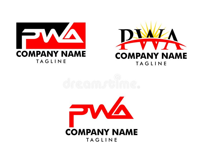 Set of Initial Letter PWA Logo Template Design Stock Vector ...