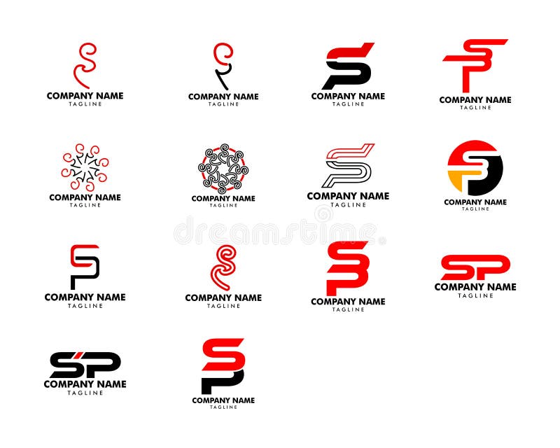 Set of Initial Letter SP Logo Template Design Stock Vector ...