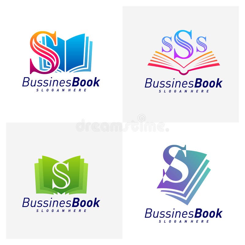 Set of Initial S with Book Logo Design Vector Template, Illustration ...