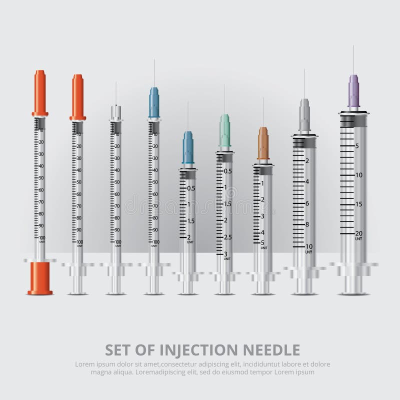 Set of Injection Needle Realistic Stock Vector - Illustration of ...