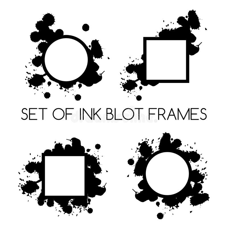 Set of Ink Blot Frames on White Background Stock Vector - Illustration ...