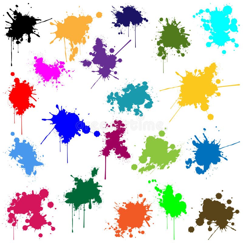 Splats and Blobs of Colored Paint Stock Vector - Illustration of ...