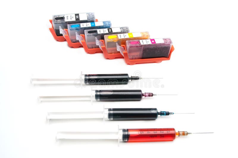 Set of Refill Inkjet for Print. Stock Photo - Image of cmyk, orange ...