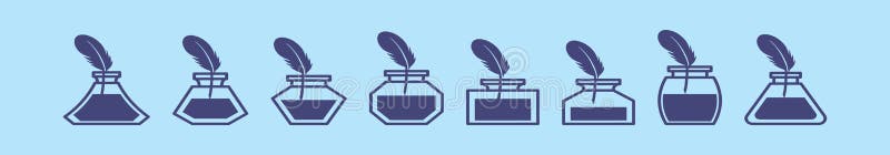 Set of Inkwell Cartoon Icon Design Template with Various Models. Vector ...