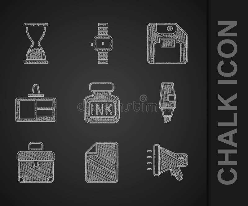 Set Inkwell, File Document, Megaphone, Marker Pen, Briefcase ... Set Inkwell, File Document, Megaphone, Marker Pen, Briefcase ...
