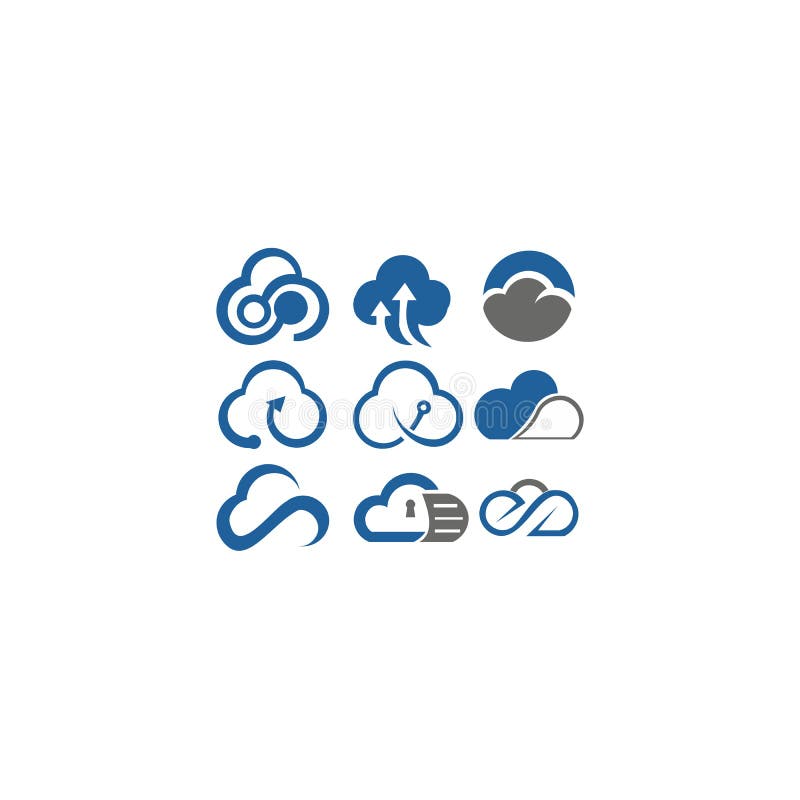Cloud Shapes Design Vector Set. Data Technology Icons Pack Stock Vector ...