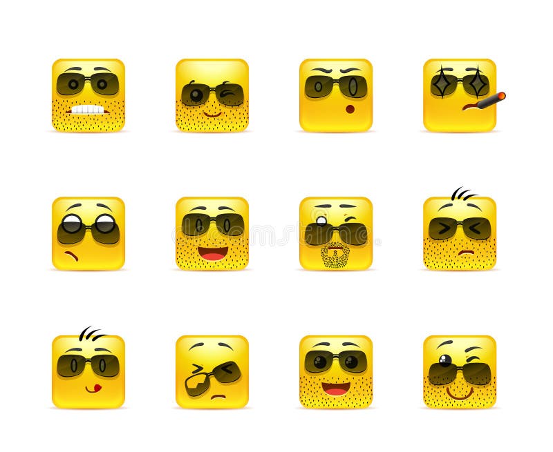 Set Inspirational Bearded Anime Emoticons Stock Illustration ...