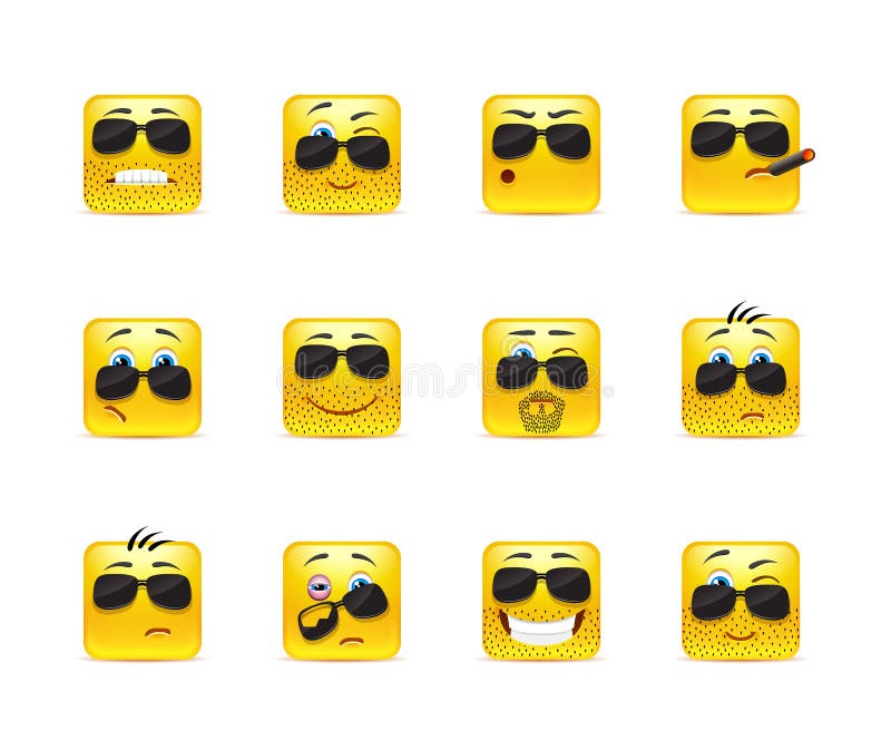 Set Inspirational Bearded Emoticons Stock Illustration - Illustration ...