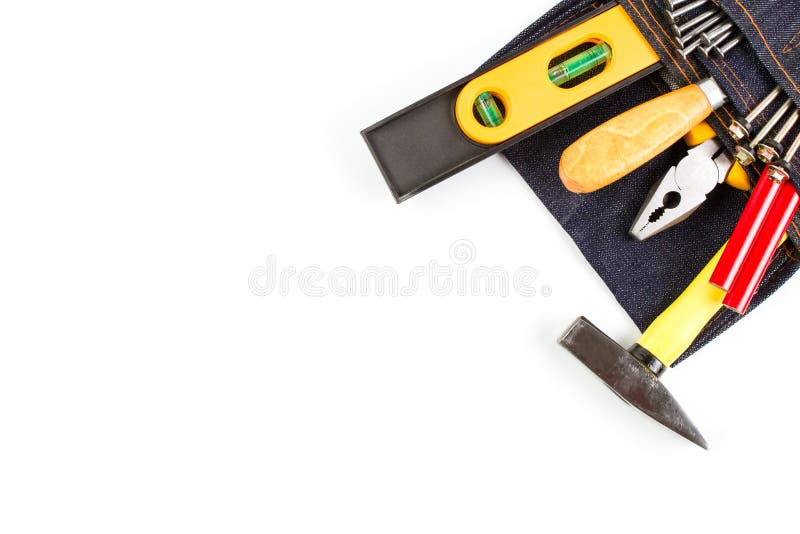 Set Instruments Tool Kit in Blue Jeans Tool Bag without Belt. Stock ...