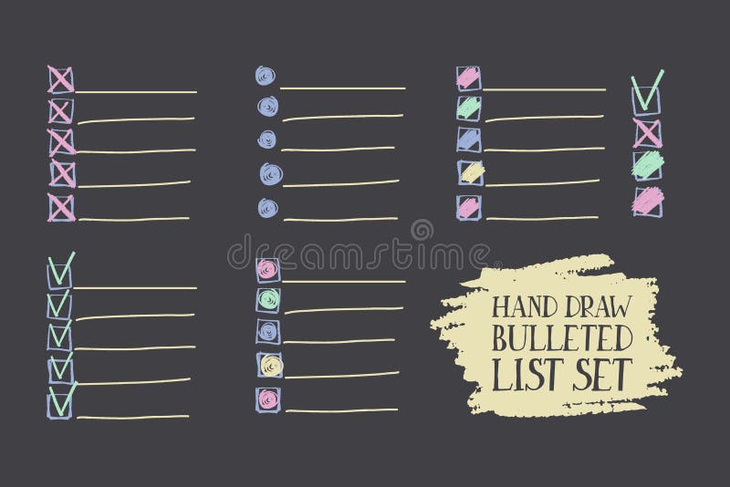 Bulleted List Is Hand-written. Vector Illustration. Stock Illustration ...
