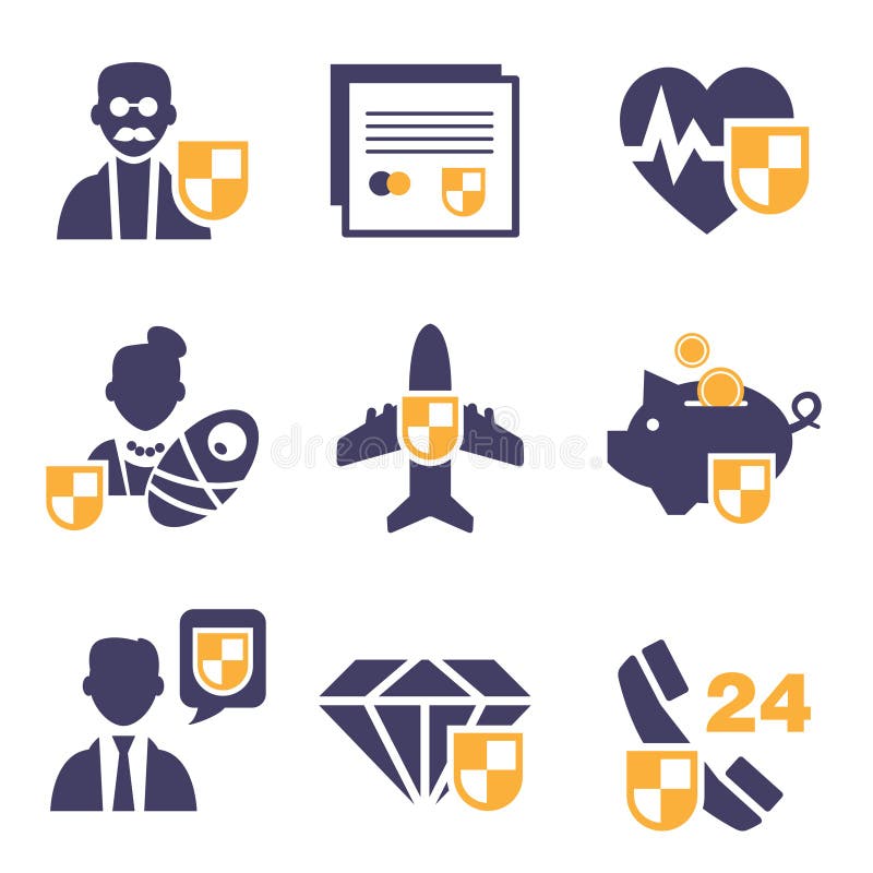 Set Insurance Icons stock illustration. Illustration of insurance ...