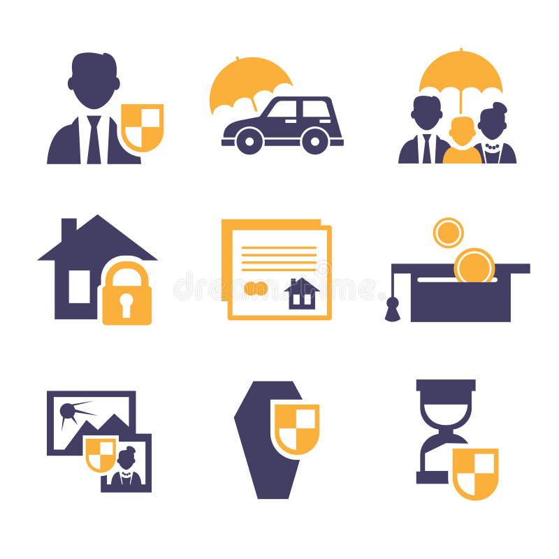 Set Insurance Icons stock illustration. Illustration of flood - 74365098