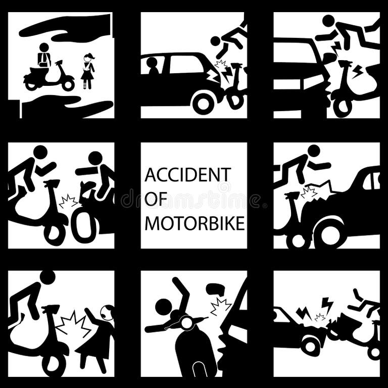 Set of Insurance on a Motorcycle Accident Stock Vector - Illustration ...