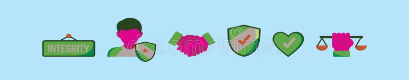 Set of Integrity Cartoon Icon Design Template with Various Models ...