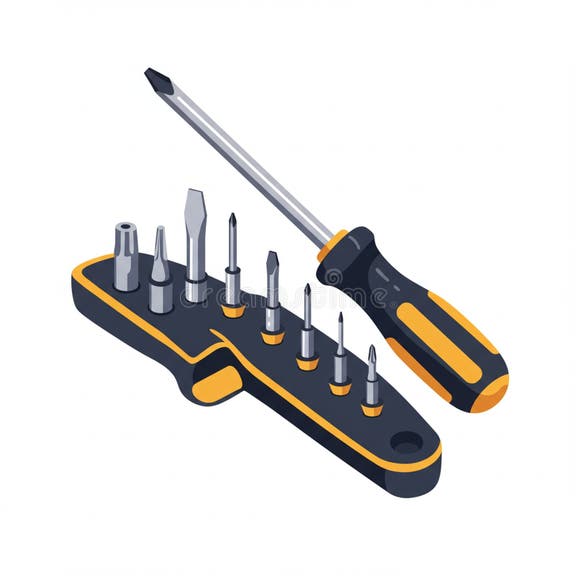 A Set of Interchangeable Screwdriver Bits and Handle. the Handle is ...