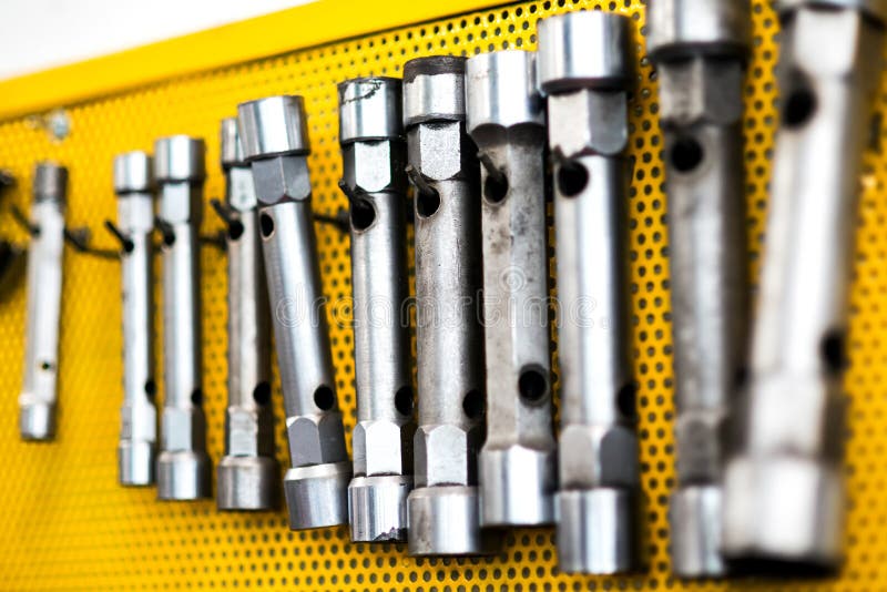 Set of Interchangeable Sockets in a Workshop Stock Image - Image of ...