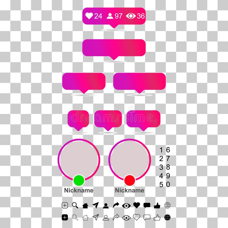 Set of Interface Buttons for Web Design, Social Media Icon Symbol ... Set of Interface Buttons for Web Design, Social Media Icon Symbol ...
