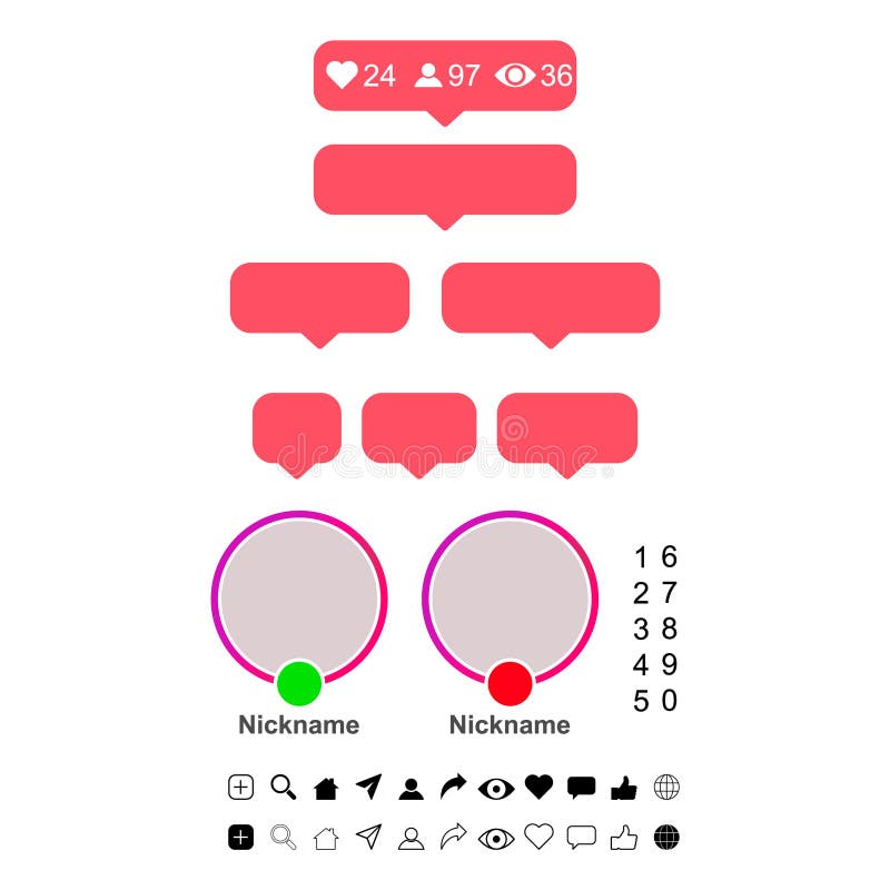 Set of Interface Buttons for Web Design, Social Media Icon Symbol ... Set of Interface Buttons for Web Design, Social Media Icon Symbol ...
