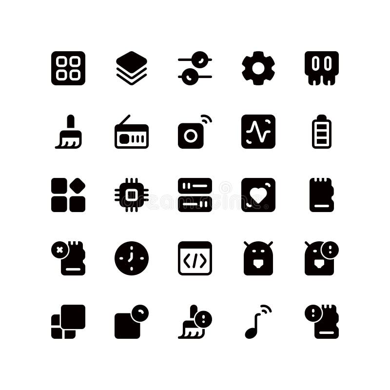 Set of Interface Device System Solid Glyph Icon, Logo, and Illustration ...