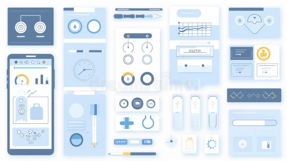 Set of Interface Elements for a Mobile Application, Made in a Modern ...