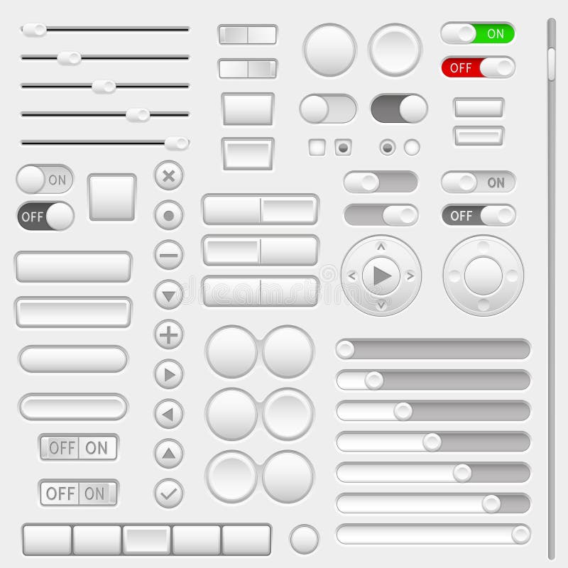 Set of Interface Navigation Buttons, Sliders, Media Buttons Stock Vector - Illustration of ...