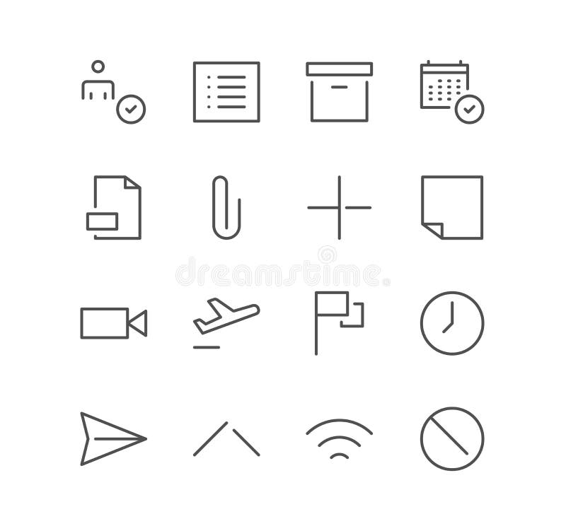 Set of Interface and Technology Icons, People, User, Mail, Flag, Box ...